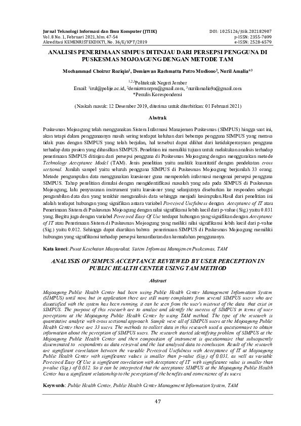 (PDF) Analisis Penerimaan SIMPUS Ditinjau dari Persepsi Pengguna di ...