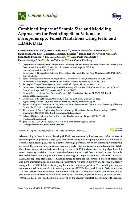 (PDF) Combined Impact of Sample Size and Modeling Approaches for Predicting Stem Volume in ...