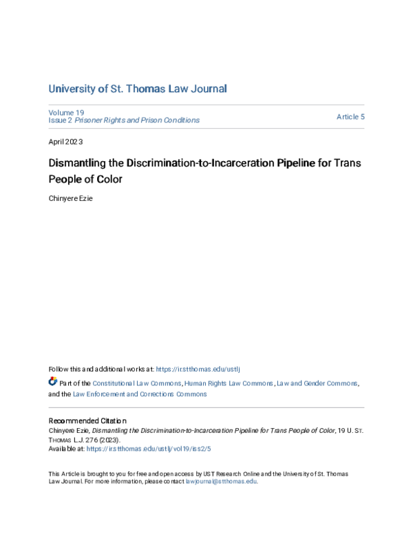 (PDF) Dismantling the Discrimination to Incarceration Pipeline for ...