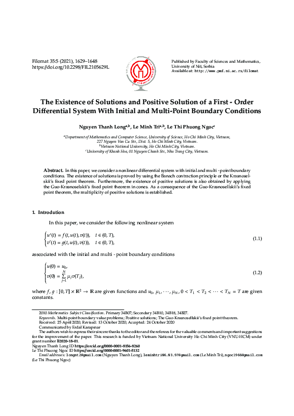 (PDF) The existence of solutions and positive solution of a first ...