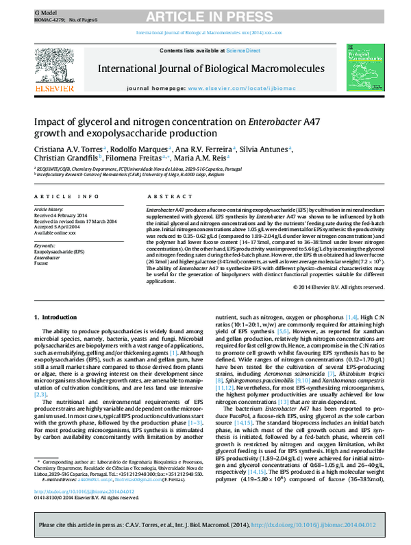 (PDF) Impact of glycerol and nitrogen concentration on Enterobacter A47 ...
