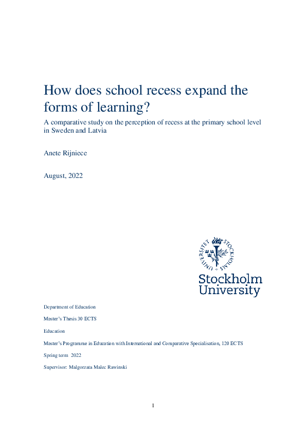 (PDF) How does school recess expand the forms of learning? A ...