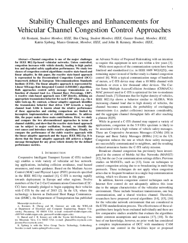 (PDF) Stability Challenges and Enhancements for Vehicular Channel ...