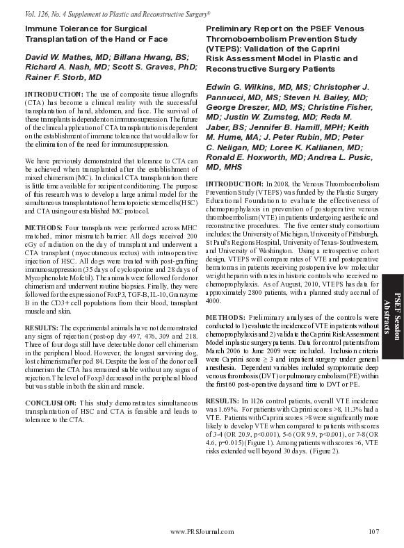 (PDF) Preliminary Report on the PSEF Venous Thromoboembolism Prevention ...