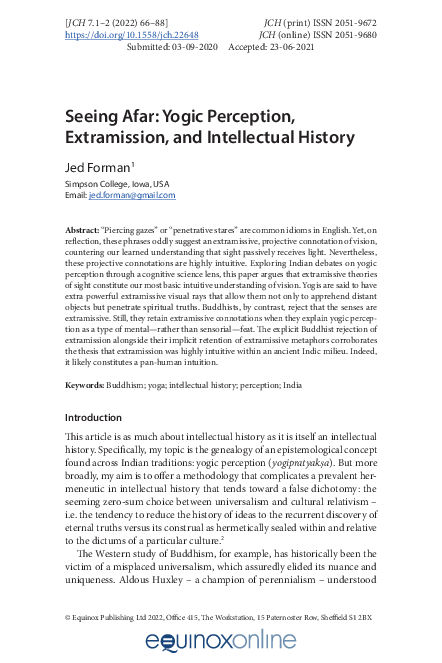 (PDF) Seeing Afar: Yogic Perception, Extramission, and Intellectual History
