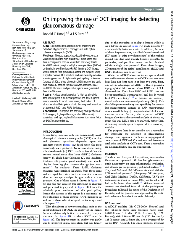 (PDF) On improving the use of OCT imaging for detecting glaucomatous damage