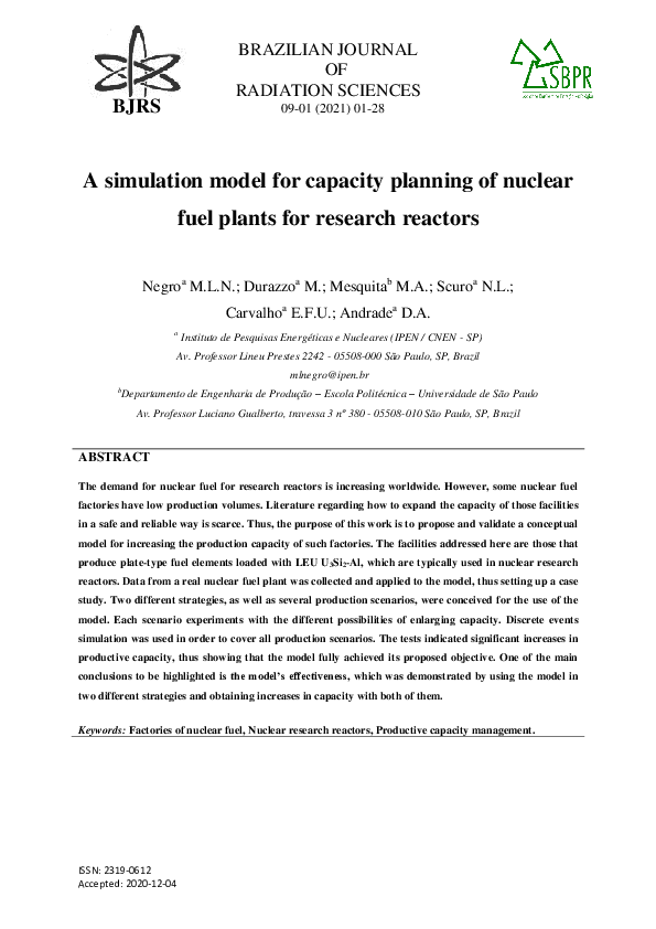 (PDF) A Simulation Model for Capacity Planning of Nuclear Fuel Plants ...