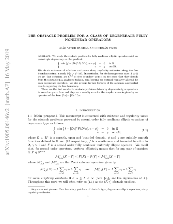 (PDF) The obstacle problem for a class of degenerate fully nonlinear ...