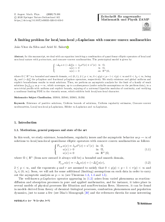 (PDF) A limiting problem for local/non-local p-Laplacians with concave–convex nonlinearities