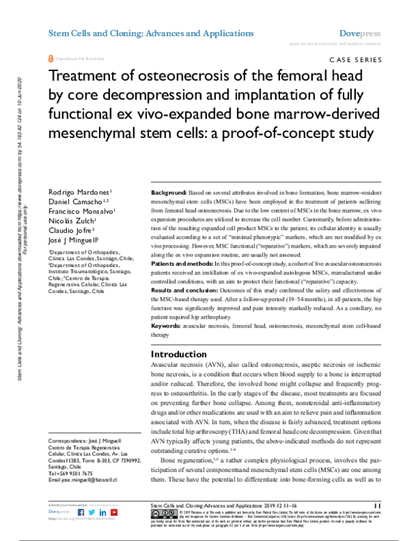 (PDF) Treatment of osteonecrosis of the femoral head by core ...