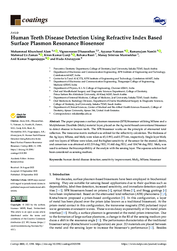 (PDF) Human Teeth Disease Detection Using Refractive Index Based ...