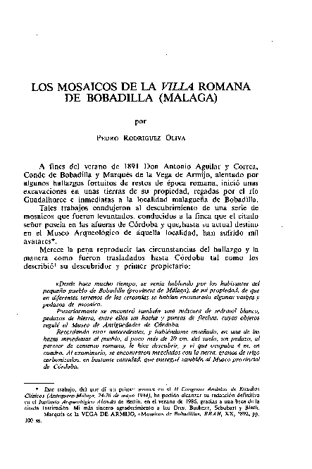 (PDF) Los mosaicos de la" villa" romana de Bobadilla (Málaga)