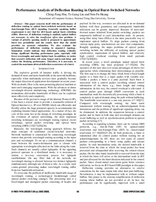 (PDF) Performance analysis of deflection routing in optical burst-switched networks