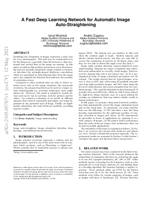 (PDF) A Fast Deep Learning Network for Automatic Image Auto-Straightening | ANDREI ILIOVICI ...