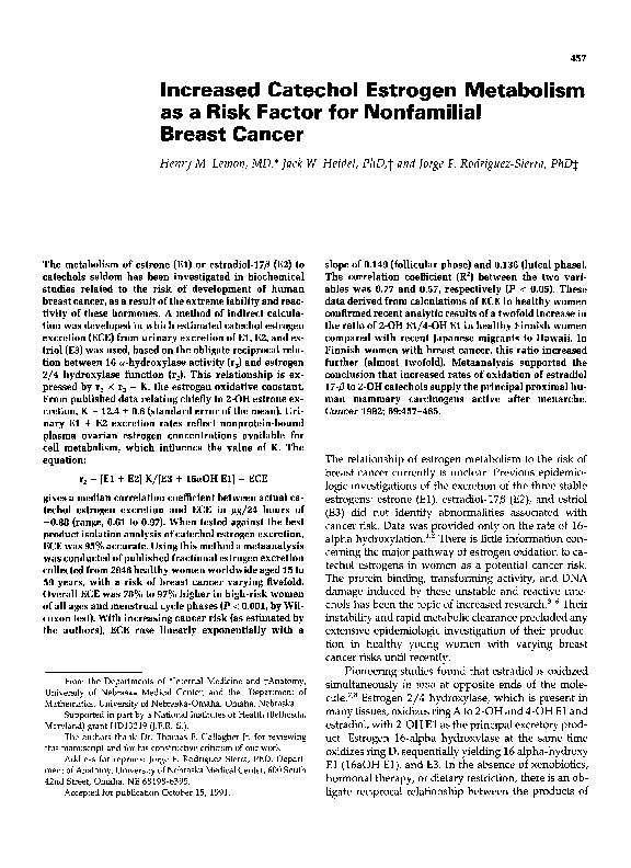 (PDF) Increased catechol estrogen metabolism as a risk factor for ...