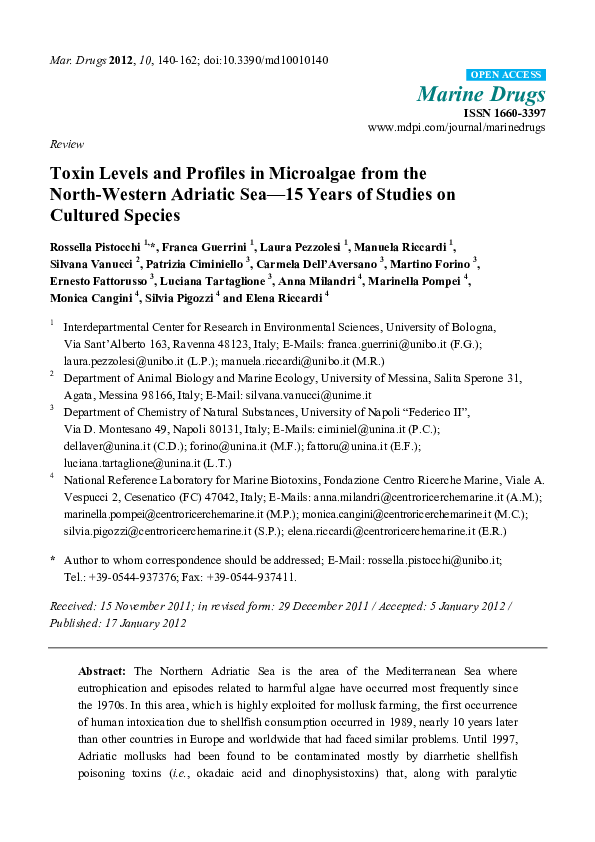 (PDF) Toxin levels and profiles in microalgae from the north-Western ...