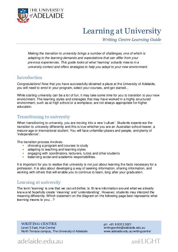 (PDF) Learning at University