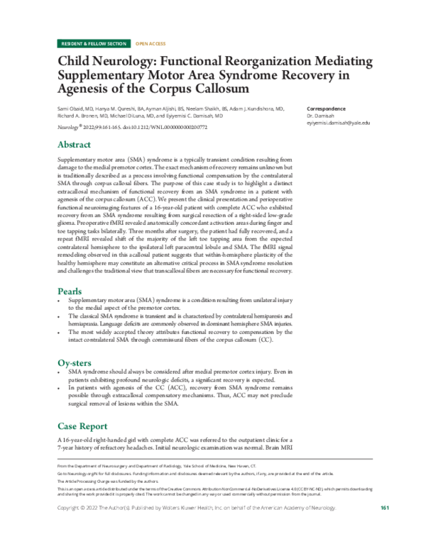 (PDF) Child Neurology: Functional Reorganization Mediating ...