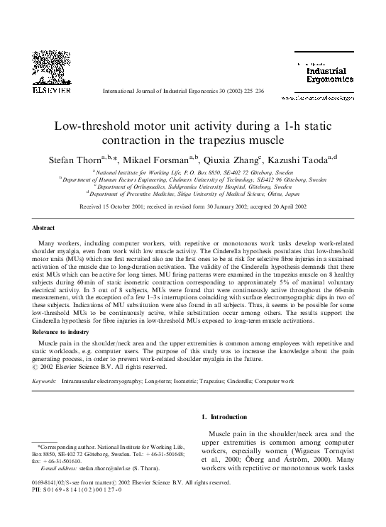 (PDF) Low-threshold motor unit activity during a 1-h static contraction ...