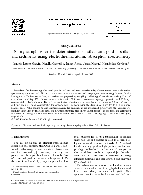 (PDF) Slurry sampling for the determination of silver and gold in soils ...