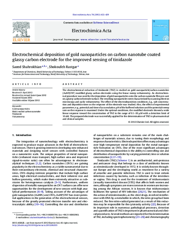 Pdf Electrochemical Deposition Of Gold Nanoparticles On Carbon Nanotube Coated Glassy Carbon