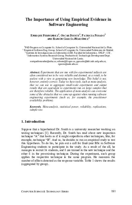 (PDF) The Importance of Using Empirical Evidence in Software Engineering