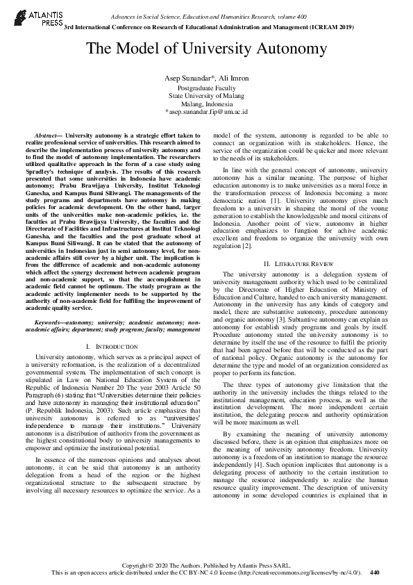 (PDF) The Model of University Autonomy | asep sunandar - Academia.edu