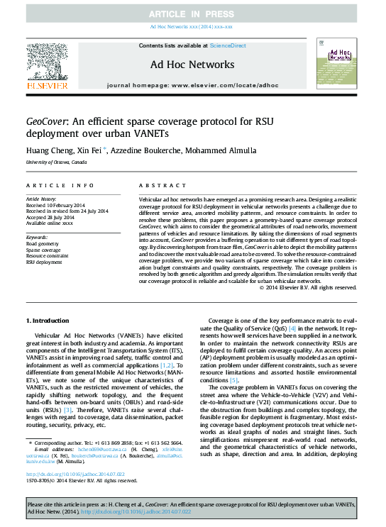 (PDF) GeoCover: An efficient sparse coverage protocol for RSU ...