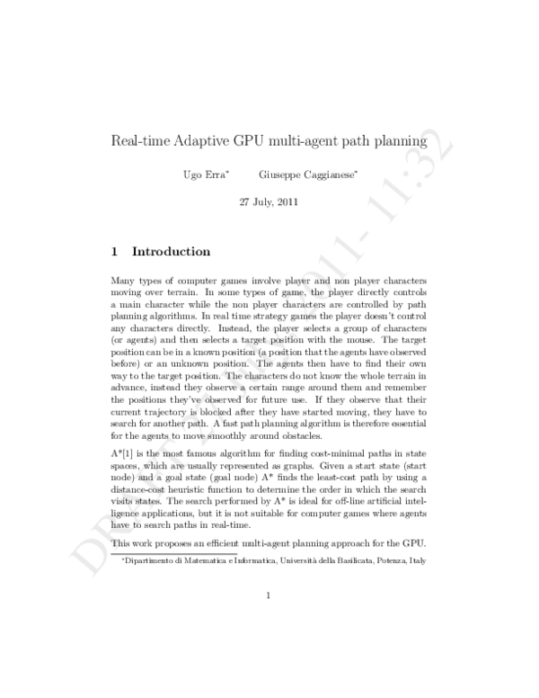 (PDF) Real-Time Adaptive GPU Multiagent Path Planning