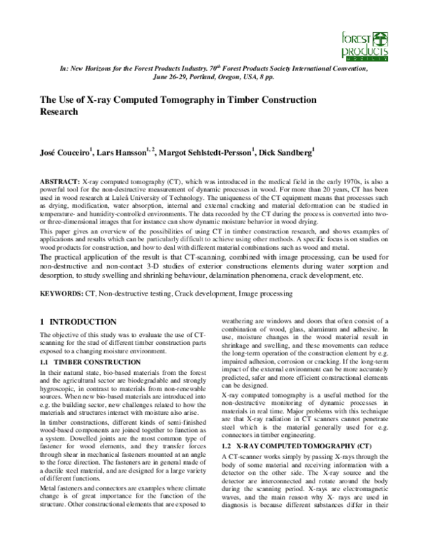 (PDF) The use of X-ray computed tomography in timber construction research