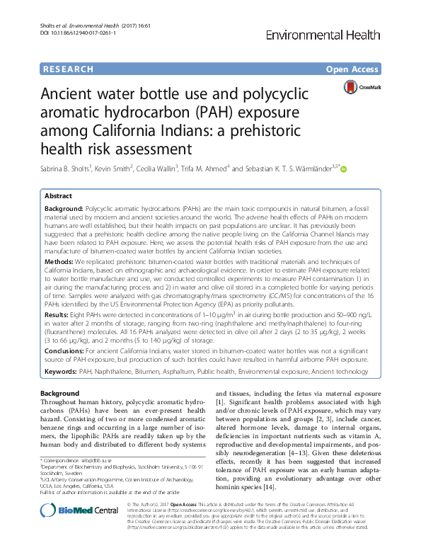 (PDF) Ancient water bottle use and polycyclic aromatic hydrocarbon (PAH) exposure among ...