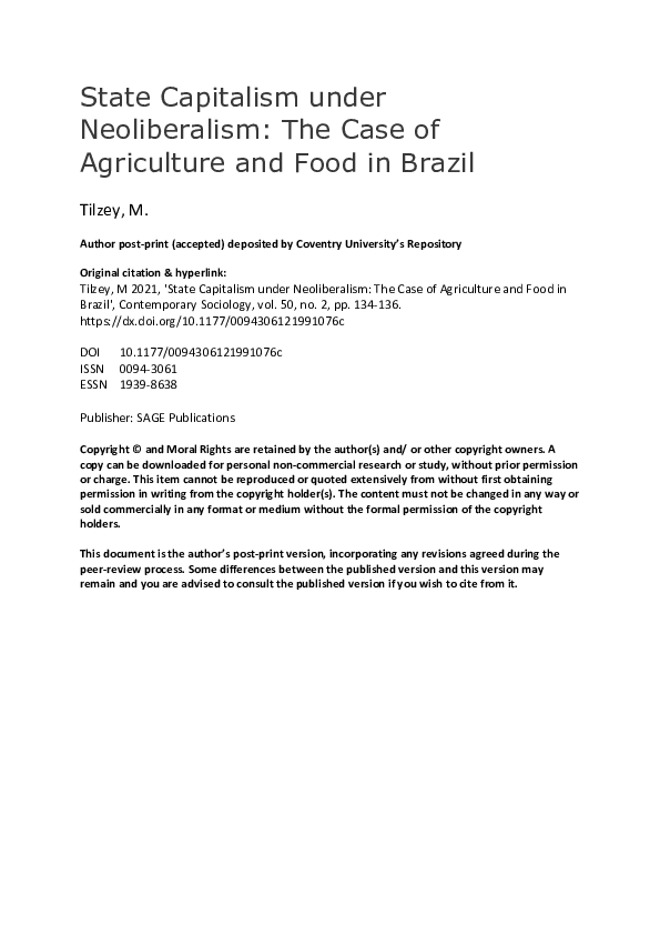(PDF) State Capitalism under Neoliberalism: The Case of Agriculture and ...