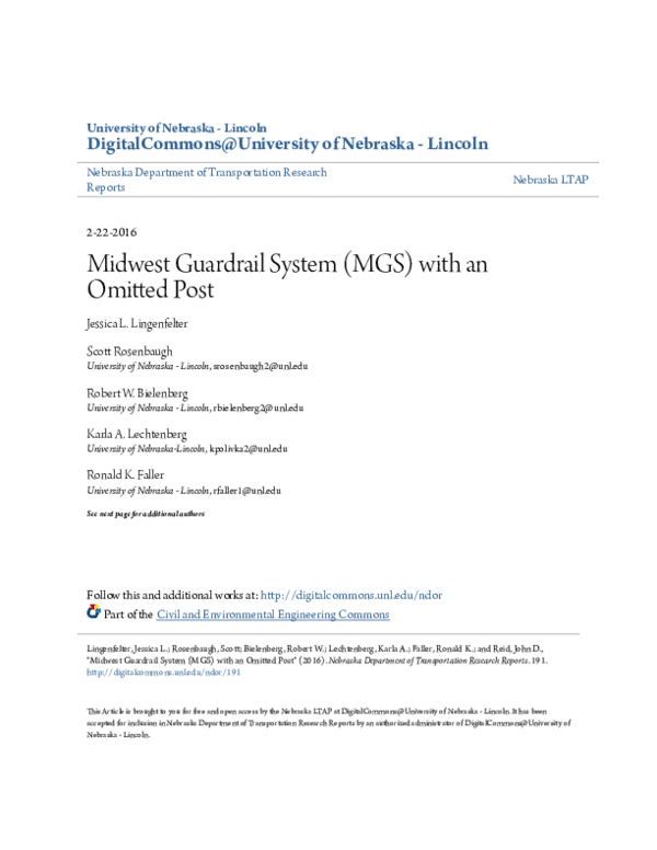 (PDF) Midwest Guardrail System (MGS) with an Omitted Post