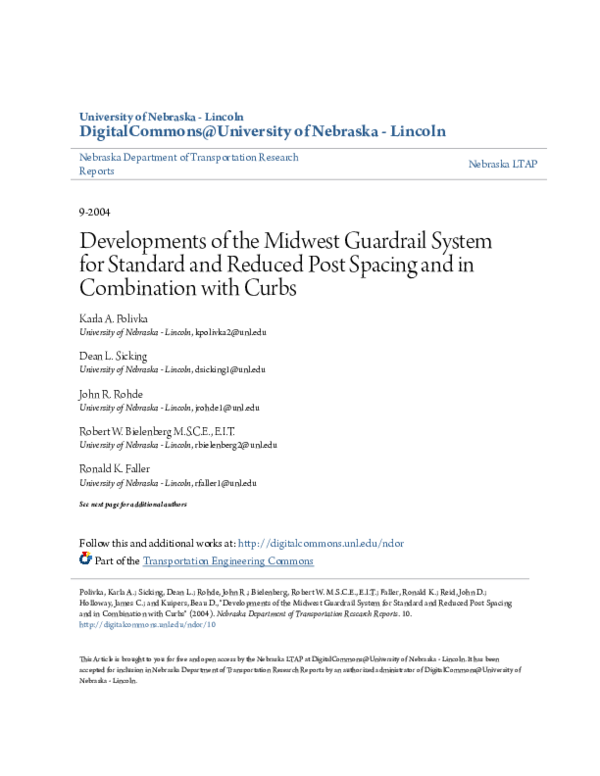 (PDF) Developments of the Midwest Guardrail System for Standard and ...