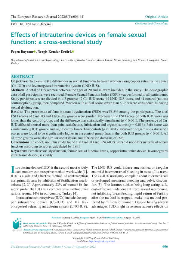 (PDF) Effects of intrauterine devices on female sexual function: a ...