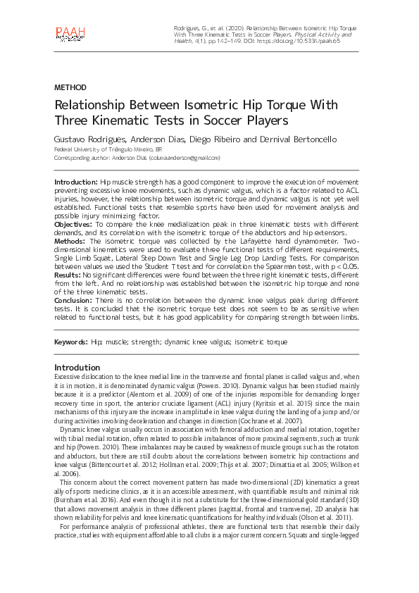 (PDF) Relationship Between Isometric Hip Torque With Three Kinematic ...