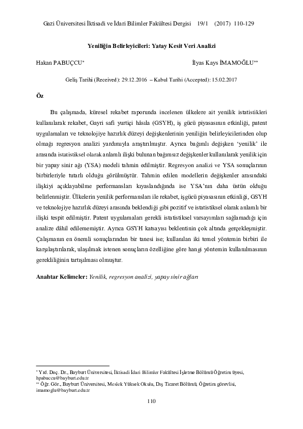(PDF) Determinants Of Innovation: A Cross-Country Data Analysis | Hakan ... (PDF) Determinants Of Innovation: A Cross-Country Data Analysis | Hakan ...