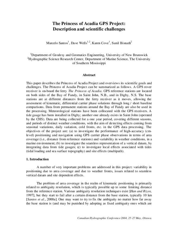 (PDF) The Princess of Acadia GPS Project: Description and Scientific Challenges