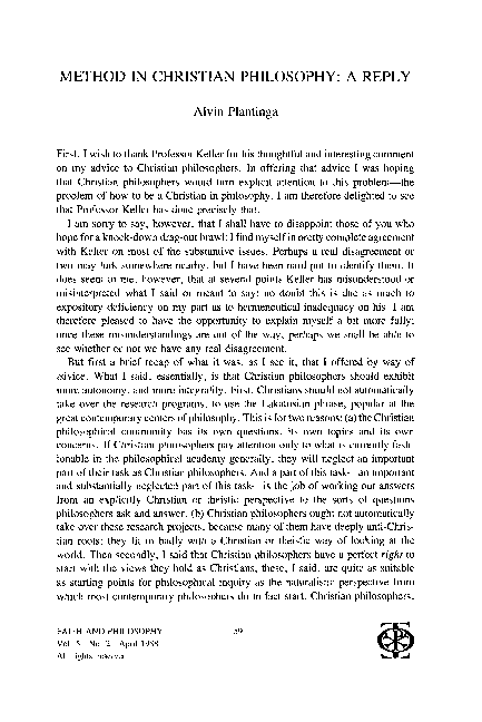 (PDF) Method in Christian Philosophy