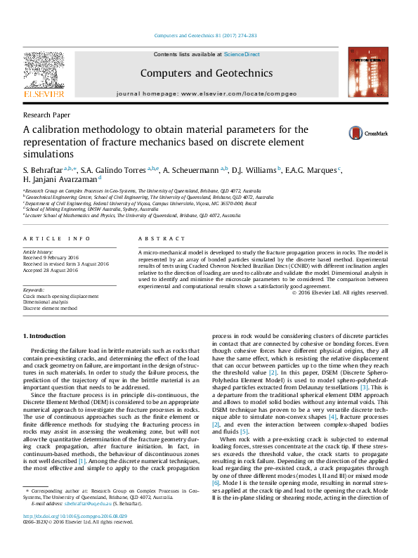 Pdf A Calibration Methodology To Obtain Material Parameters For The Representation Of Fracture