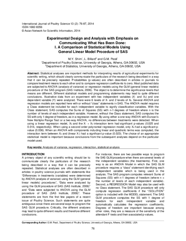 Pdf Experimental Design And Analysis With Emphasis On Communicating