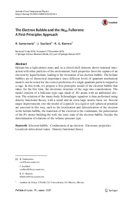 (PDF) The Electron Bubble and the $$He_{60}$$ H e 60 Fullerene: A First ...