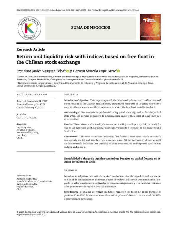 (PDF) Return and liquidity risk with indices based on free float in the ...