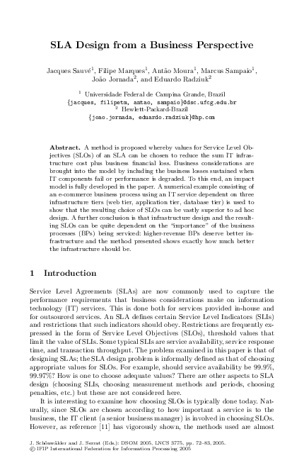 (PDF) SLA Design from a Business Perspective