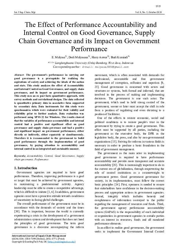 (PDF) The Effect of Performance Accountability and Internal Control on ...