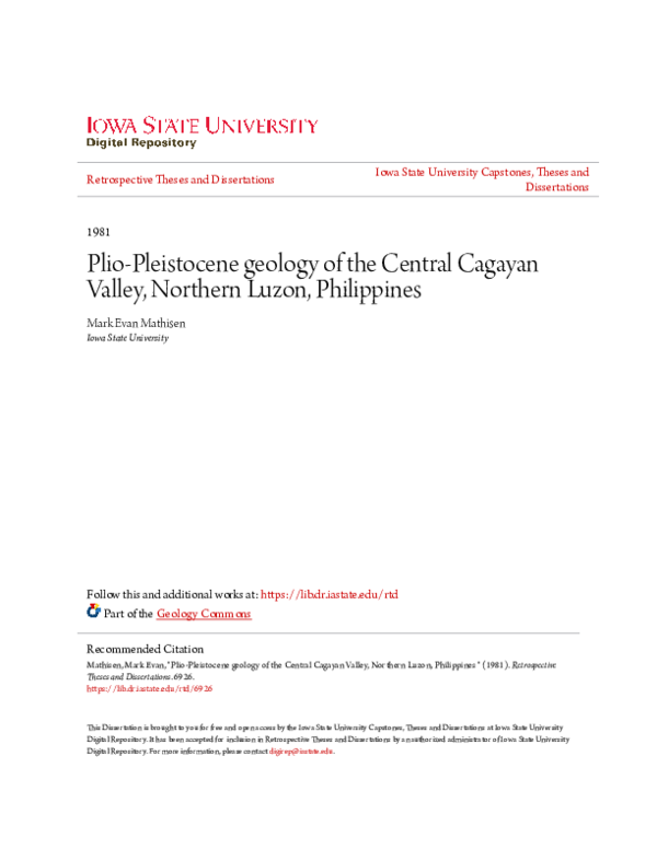 (PDF) Plio-Pleistocene geology of the Central Cagayan Valley, Northern ...