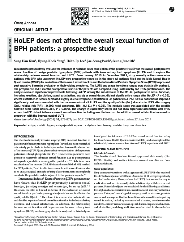 (PDF) HoLEP does not affect the overall sexual function of BPH patients ...