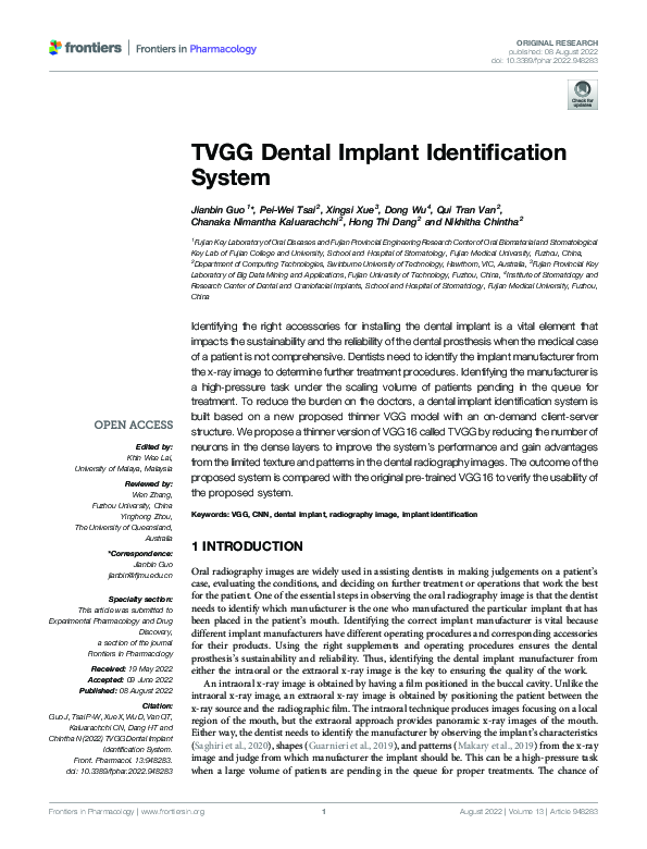 (PDF) TVGG Dental Implant Identification System