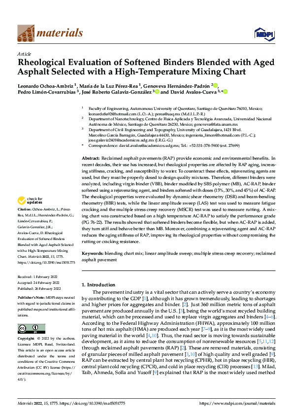 (PDF) Rheological Evaluation of Softened Binders Blended with Aged ...
