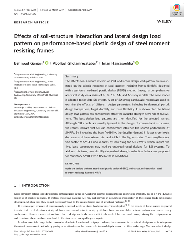 (PDF) Effects of soil‐structure interaction and lateral design load pattern on performance‐based ...